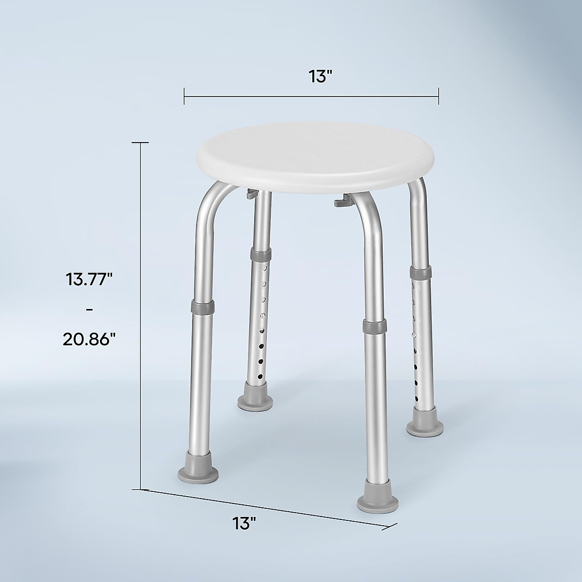 Careboda Adjustable Bath Chair for Inside Shower, Shower Stool with Upgraded Stainless Steel, Tool-Free Assembly, 8 Adjustable Heights for Seniors, Elderly, Pregnant, Handicap & Disabled Gray