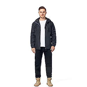 CorBuyit Men's Lightweight Waterproof Rain Jacket with Hood, Breathable Outdoor Coat for Work or Hiking