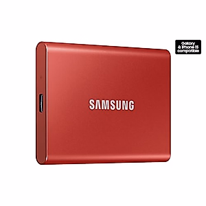 SAMSUNG T7 Portable SSD, 1TB External Solid State Drive, Speeds Up to 1,050MB/s, USB 3.2 Gen 2, Reliable Storage for Gaming, Students, Professionals, MU-PC1T0R/AM, Red