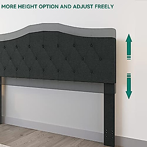 YITAHOME Upholstered Headboard, Linen Tufted Upholstered Headboard with Diamond Tufted, Headboards for Full/Queen Size Bed - Grey