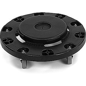 SPARTA Bronco Trash Can Dolly for 2, 32, 44, and 55 Gallon Containers with Twist-to-Lock for Restaurants & Kitchen, Polyproylene, 17.88 X 17.88 Inches, Black