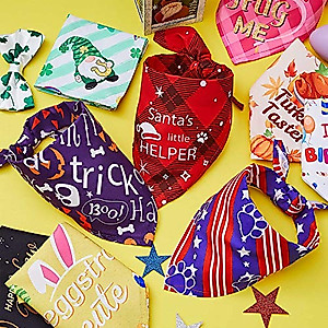9 Pieces Holidays Dog Bandanas Patriotic Dog Bandanas 4th of July Dog Bandanas Adjustable Dog Scarf Washable Dog Scarves for Thanksgiving Halloween Christmas PET Costume Supply (Fresh Pattern)