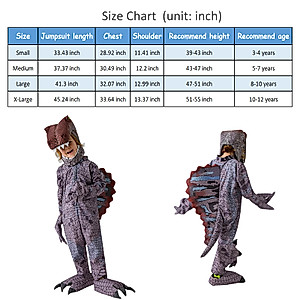 Halloween Toddler Kids Dinosaur Costume For Boys Girls Cosplay Animal The Monster Bodysuit Headpiece Gloves Outfit Dress Up (Medium)