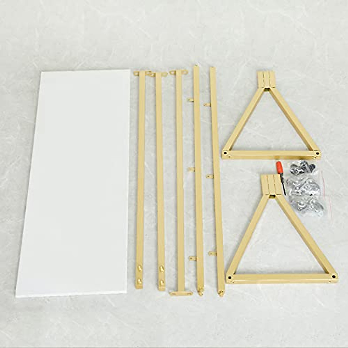 WFDERAN Modern Simple Heavy Duty Metal and Wood Rolling Clothing Garment Rack with Wheel,Creative Commercial Wedding Dress Display Shelf,Floor-Standing Clothes Hangers (Gold with Wood, 47.2" L)