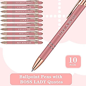Chrisfall 10 Pieces Ballpoint Pens Office Inspirational Quotes Snarky Screen Touch Stylus Pen Encouraging Scriptures, Black Ink (Rose Gold, Boss Lady)¡­