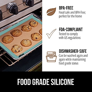 Gorilla Grip Dish Drying Mat and Silicone Baking Mats Set of 2, Dish Drying Mat 16x12 Inch, Quarter Sheet Silicone Baking Mats, Both in Mint Color, 2 Item Bundle