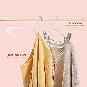 HOUSE DAY 20 Pack Plastic Finger Clips for Hangers, Grey Pants Hanger Clips, Strong Pinch Grip Clips for Use with Slim-line Clothes Hangers, Clips for Velvet Hangers