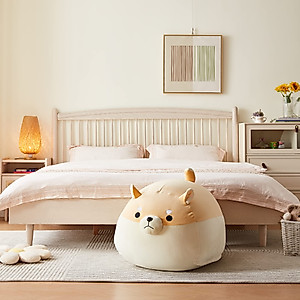 Stuffed Animal Storage Bean Bag Chair Cover for Kids Yellow Dog Shiba Inu Bean Bag Chair for Girls XX-Large Size Toy Organizer Cover Only Without Filling