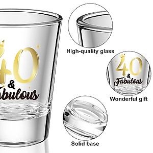 2 Pieces 40 and Fabulous Shot Glass 2 oz Black gold 40th Birthday Wine Glasses for Women and Men Celebrate 40th Birthday Decoration