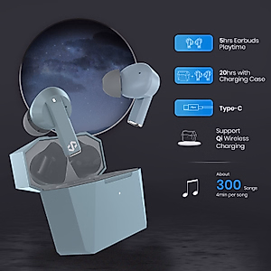 dyplay True Wireless Earbuds with Mic,Active Noise Cancelling Bluetooth 5.0 in-Ear Headphones with Premium Stereo Sound,Touch Control and Wireless Charge,Type C 10min Fast Charge 2H Playtime