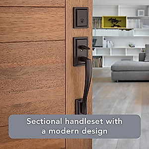 Baldwin Torrey Pines, Front Entry Handleset with Interior Lever, Featuring SmartKey Deadbolt Re-Key Technology and Microban Protection, in Venetian Bronze