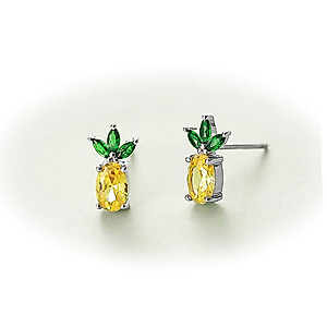 Rnivida 925 Sterling Silver Pineapple Stud Earrings, Pineapple Jewelry, Pineapple Gifts for Women (Pineapple)