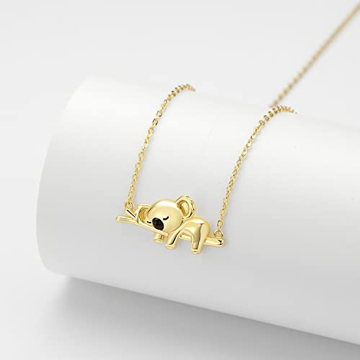 Starsinsky 18K Gold Koala Necklace - Cute Animal Koala Bear Jewelry Gifts for Women Girls Animal Lovers Stocking Stuffers-16+2Inch