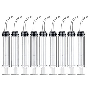 9 Pack 12ml/cc Dental Syringe with Curved Tip & Measurement Disposable Graduated Dental Irrigation Syringe for Oral Dental Care, Tonsil Stones Removing, Lab, Feed Small Pet (Curved-No Measurement)