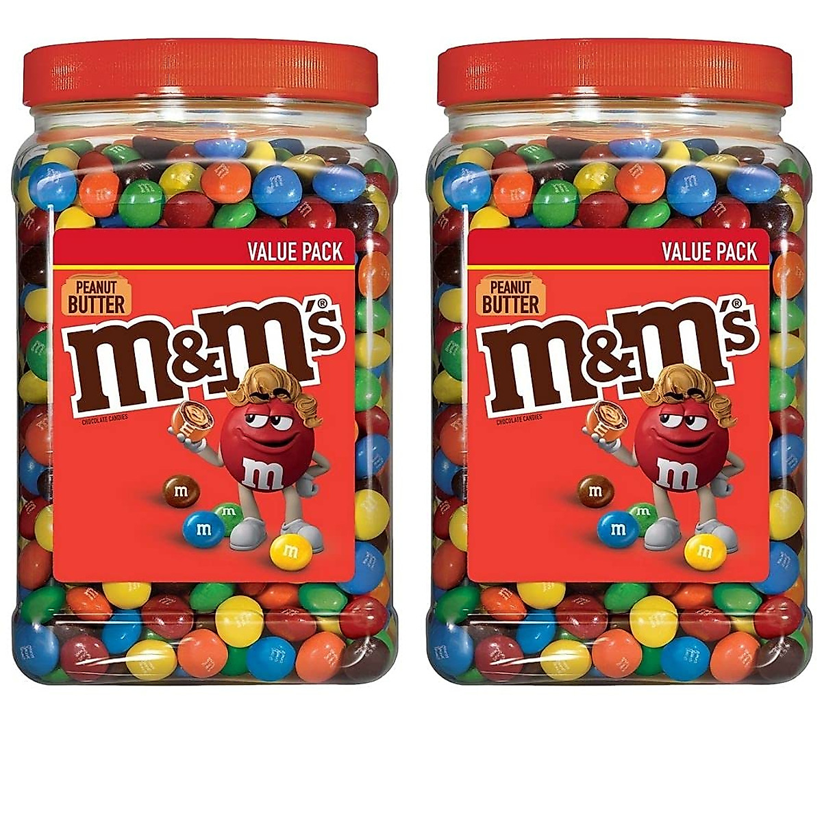 M&M'S Peanut Butter Chocolate Bulk Candy Jar | 55 oz. Each; 110 oz. Total (2 Pack)_AB