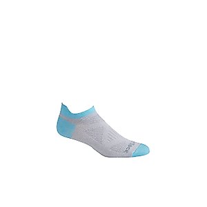 Wrightsock Women Specific Coolmesh II Blister Free Socks - Lightweight, Breathable for All Day Travel Lt Grey/Scuba, Medium