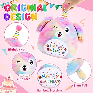 FCSONU 12 inch Dog Stuffed Animals Plush Toys Cute Plushies, Rainbow Birthday Dog Plush Pillows, Soft Puppy Doll Toys, Birthday Gifts for Girls Boys Kids Toddlers