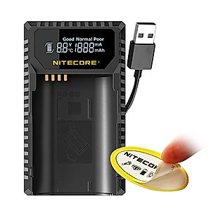 Nitecore ULSL USB Travel Charger for Leica BP-SCL4 Batteries - Compatible with Leica SL Typ 601 Series Camera, Sticker