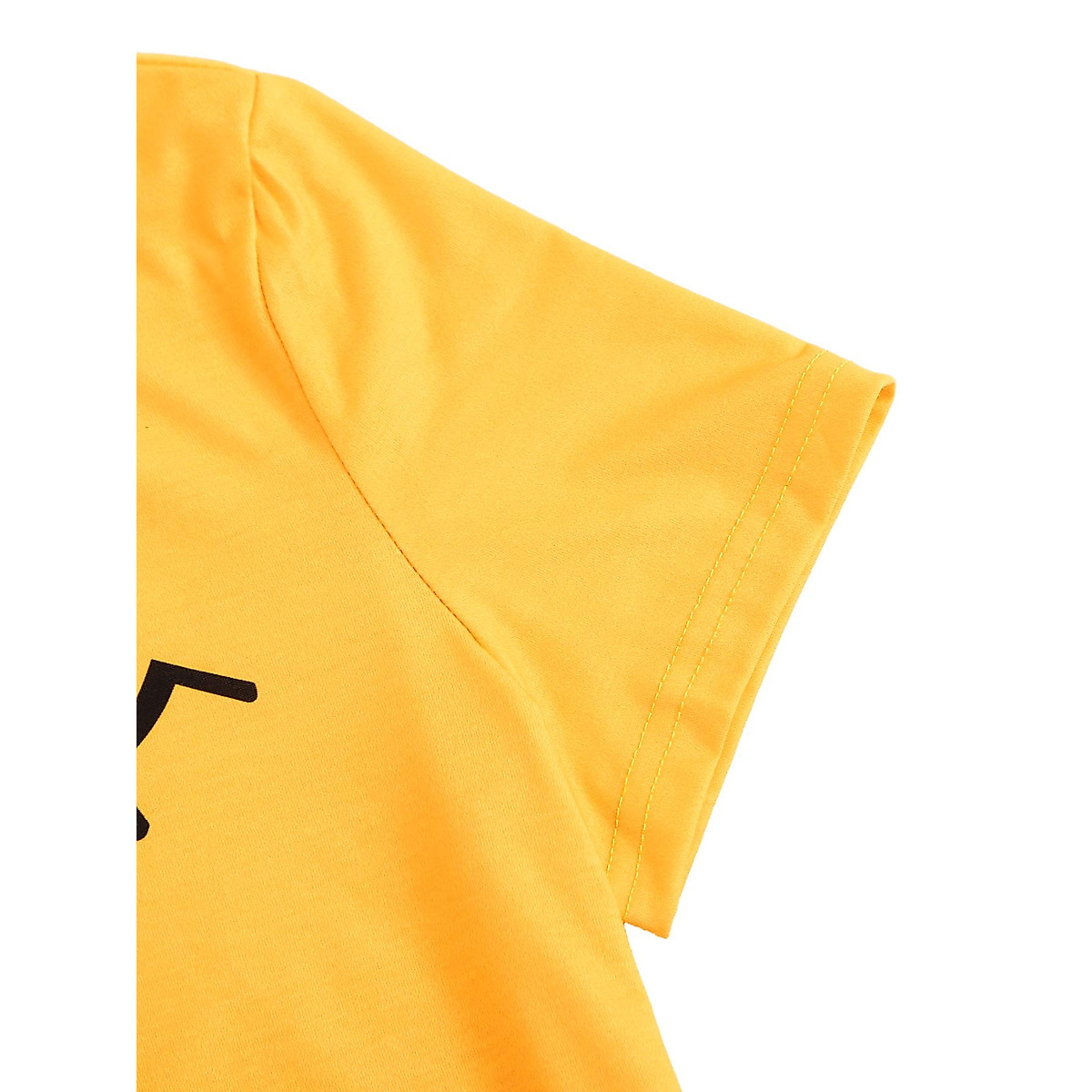 WDIRARA Women's Cute Cartoon Print Closed Eyes Print Tee and Shorts Pajama Set Yellow S