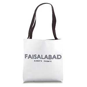 Pakistan City Coordinates - Faisalabad Tote Bag
