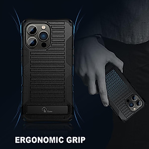 E-Tree Shockproof Case for iPhone 13 Pro, [Dual Layar Protection] [Military Grade Anti-Drop] [Built-in Kickstand] [Rugged & Durable], for Apple iPhone13 Pro, Black