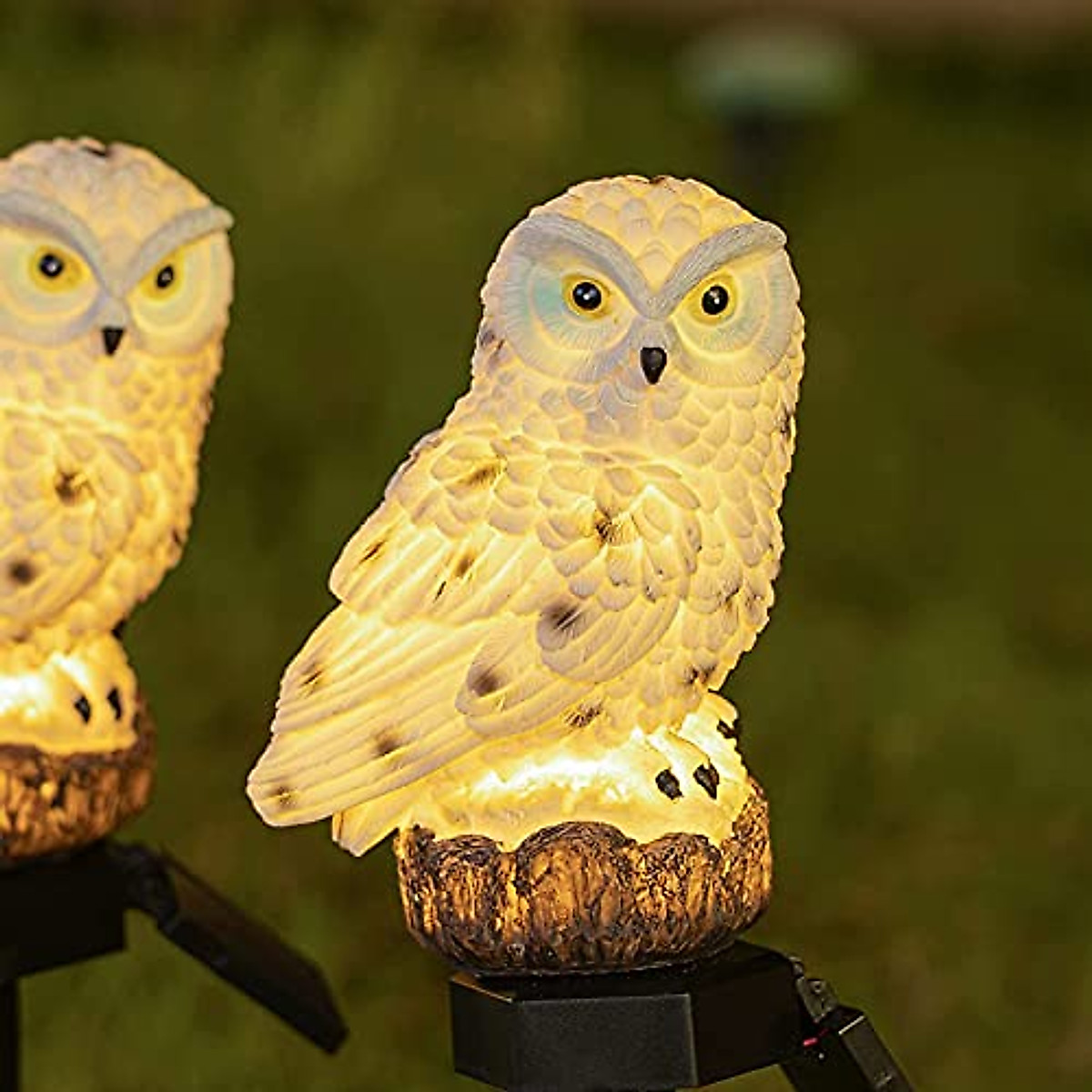 ivolks Solar Garden Lights Outdoor Resin Owl Powered with Stake Waterproof Decorative for Patio Pathway Courtyard Lawn