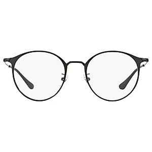 Ray-Ban RX6378F Low Bridge Fit Round Prescription Eyeglass Frames, Matte Black On Black/Demo Lens, 51 mm