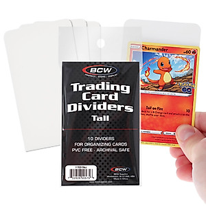 BCW Tall Trading Card Dividers - 50 ct | Archival Quality, Write-On Index Tab, 3 11/16 X 2 11/16 Inches | Fits Vault, Super Vault, QuickFold, Shoe, and Super Shoebox Boxes | Card Organizer Dividers