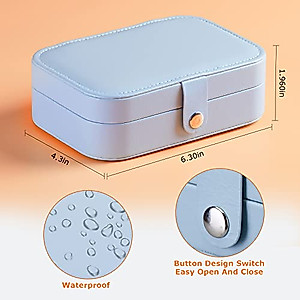 INSFIT Jewelry Box, Pu Leather Travel Jewelry Storage Case Mini Jewelry case Double Layer Small Jewelry Box for Women Girls Gift/Blue