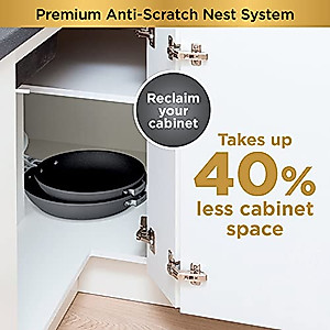 Ninja C52200 Foodi NeverStick Premium 2-Piece Fry Pan Set, Anti-Scratch Nesting Cookware, Hard-Anodized, Nonstick, Durable & Oven Safe to 500°F, Black