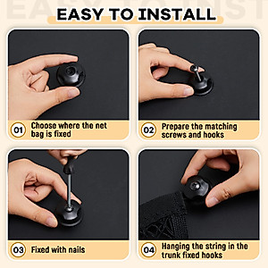 Frienda 2 Pieces Stretchable Small Cargo Net Pocket Storage Mesh Net Elastic Automotive Storage Pouch with 8 Pieces Mounting Screws and Hooks for Truck Car SUV Boats(25 x 9.8 Inches)