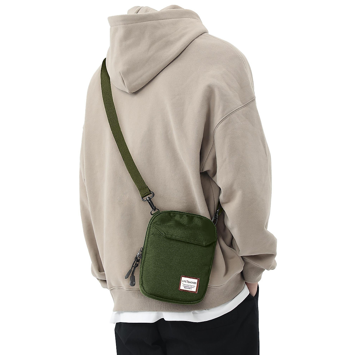 Green Mini Crossbody Bag Small Shoulder Bag For Men Travel Wallet Passport Holder Phone Purse Unisex, Mini Messenger Satchel Bag For Women Fanny Pack Neck Pouch Bag With Headphone Jack