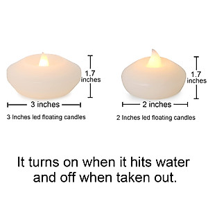 LARDUX 3 Inch Led Floating Candles - 12 PCS Flameless Water Activated Floating Tea Lights Fake Floating Tealight Battery Operated for Centerpieces Cylinder Vases Wedding Party Decorations