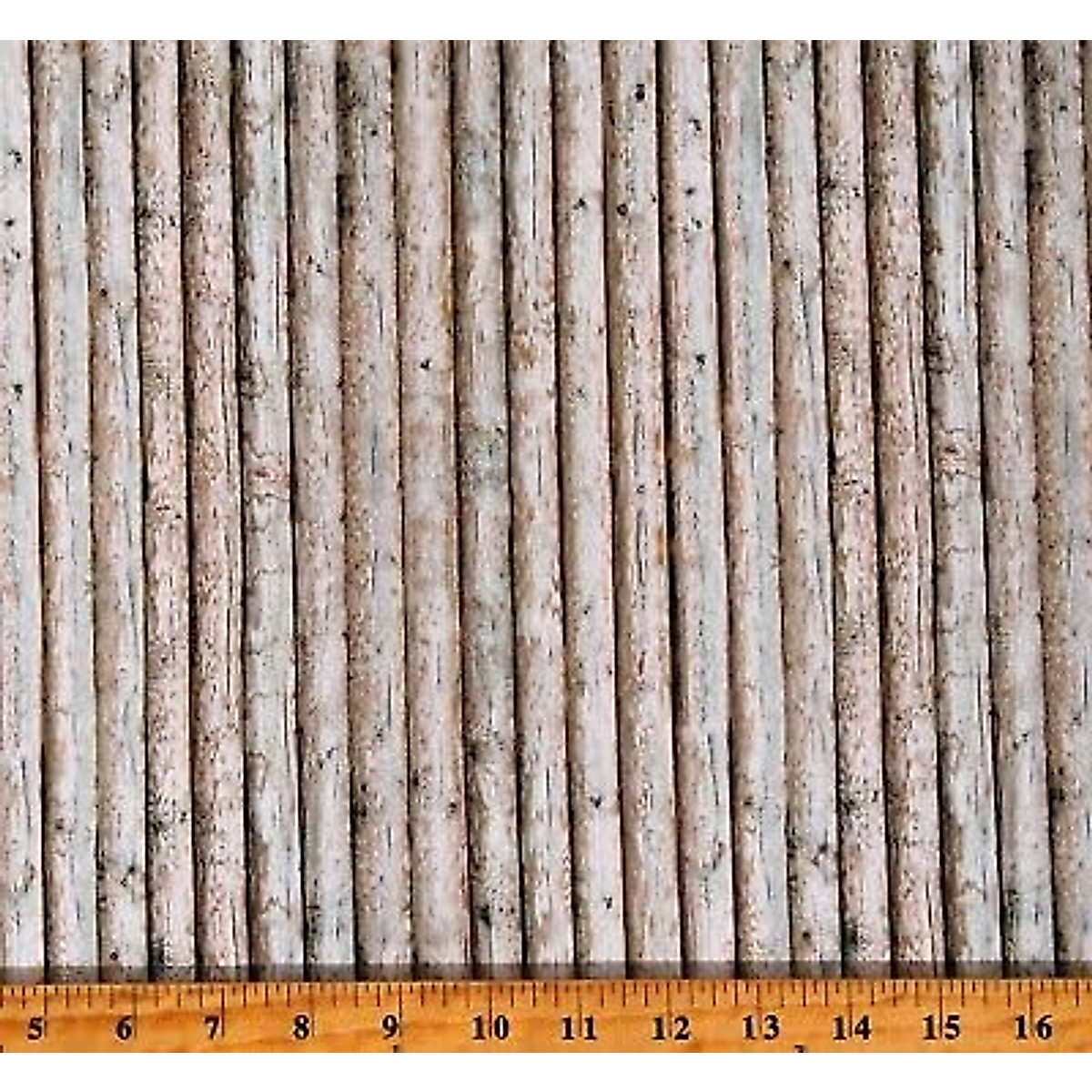 FlashPhoenix Quality Sewing Fabric – 100% Cotton Wooden Planks Logs Cabin View Tan 100% Cotton Fabric Print 36" x 44" Inch (by The Yard)