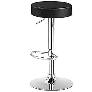 COSTWAY Bar Stool, Modern Swivel Backless Round Barstool, PU Leather Armless bar Chair with Height Adjustable, Chrome Footrest, Sturdy Metal Frame for Kitchen Dining Living Bistro Pub (Black, 1 pc)