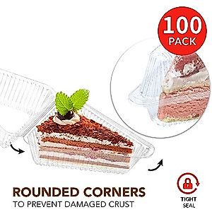MFDSJ 100 Pieces Cake Slice Plastic Containers with Lids 5 Inches Hinged Lid Cheese cake Container, for Home, Bakery and Cafe