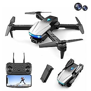 Bzdzmqm Drone with Dual 4K Camera, 2023 Foldable HD Drone for Kids & Adults, RC Quadcopter Helicopter, 3-Sided Infrared Avoidance, WiFi FPV, Altitude Hold, Headless Mode, LED Night Wide