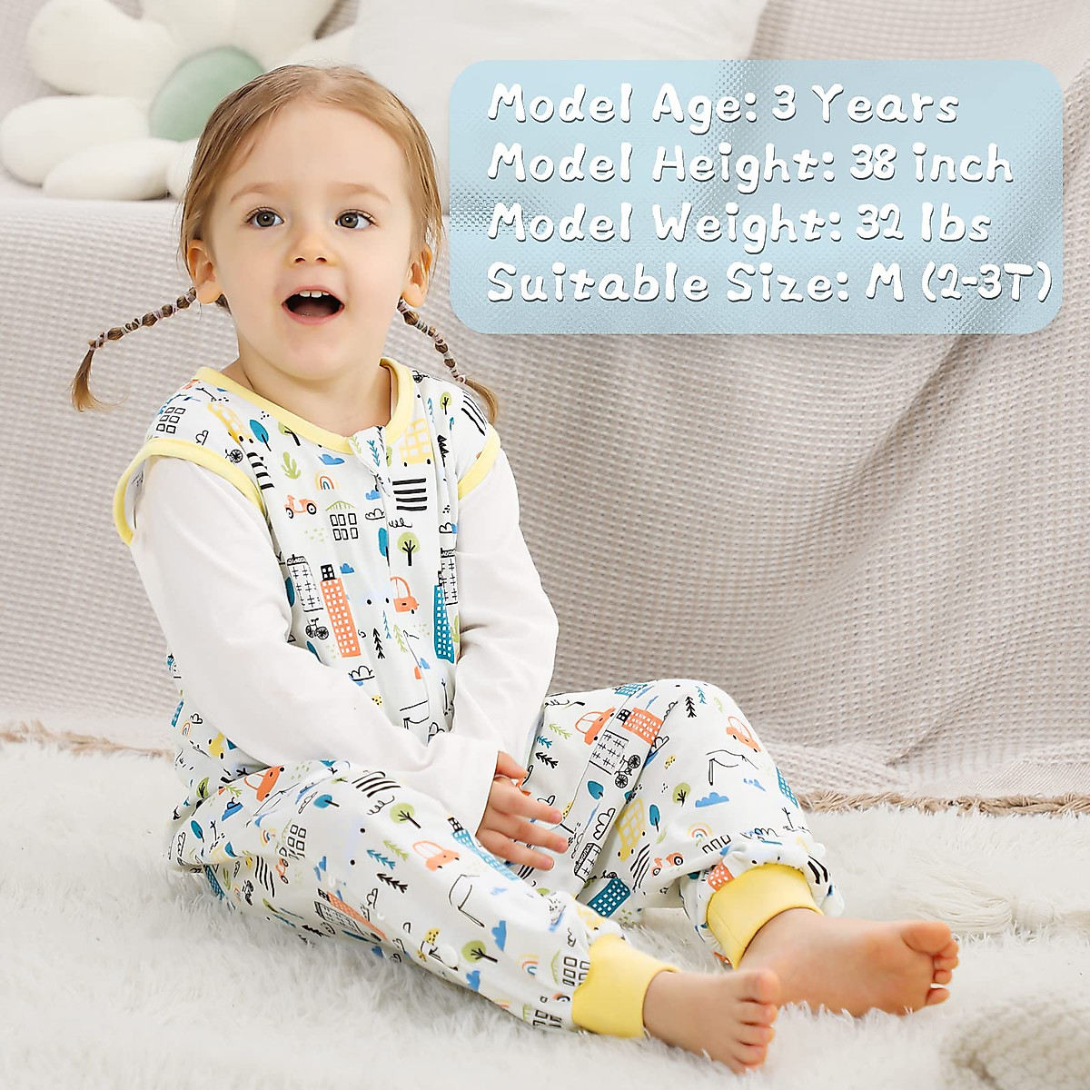 WONDAY Toddler Sleep Sack, Sleep Sack 2t-3t, Sleep Sack Baby Wearable Blanket, Sleeping Bag Summer Toddler Baby Sleep Sacks with Feet, Sleeveless Soft Toddler Sleeping Sack