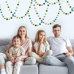 Glaciart One St. Patrick's Day Felt Ball Garland - Pre-Assembled Irish Party Decoration - Pompom Party Decor - 100% Natural Wool Pom Poms with Cotton String - 8 Feet