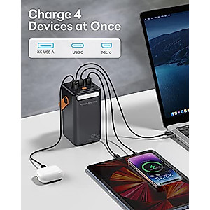 Power Bank, 50000mAh PD 65W USB C Portable Charger LED Display Fast Charging External Battery Pack Compatible with Laptop MacBook iPhone 14 13 12 Samsung S20 Google LG iPad Drone, etc. - Black