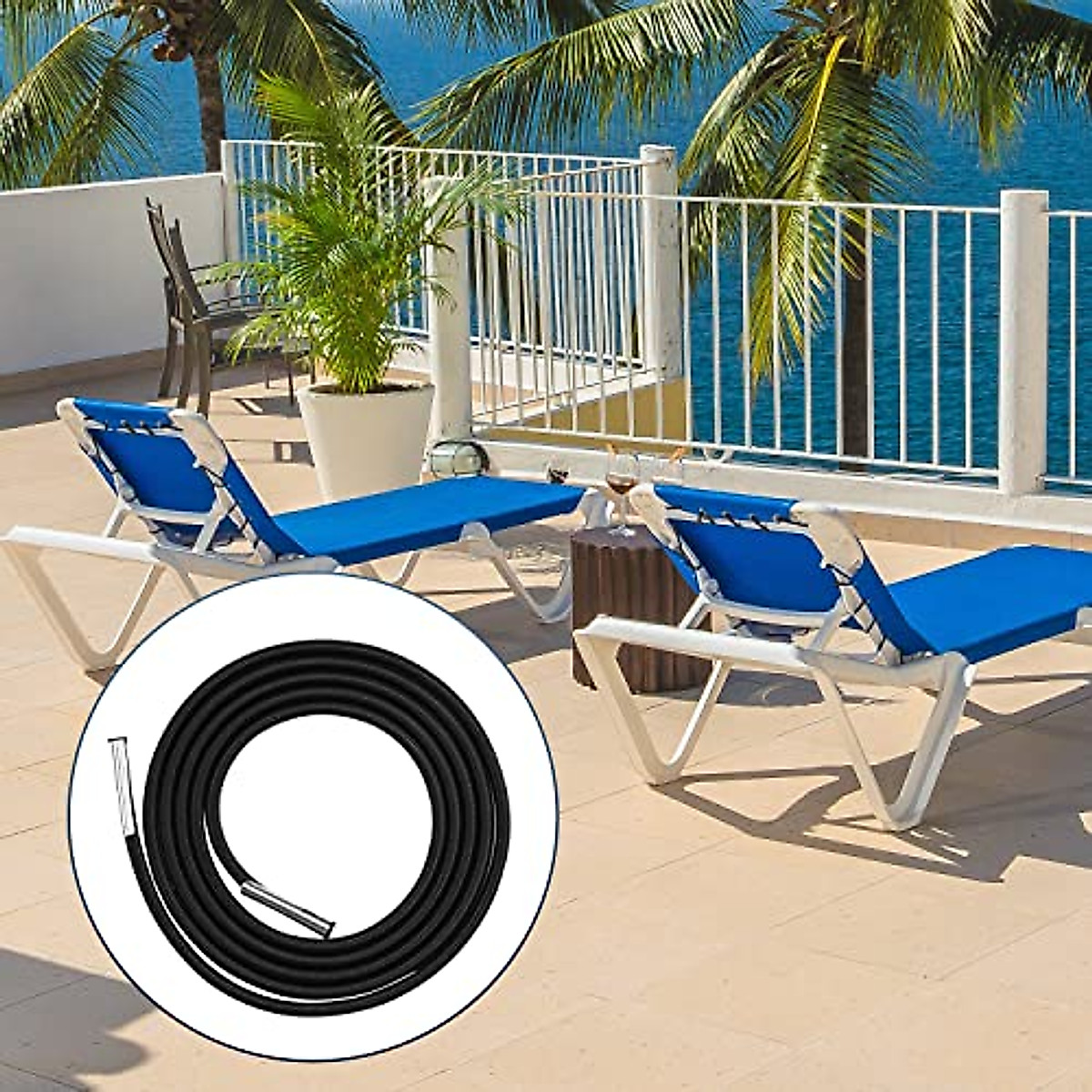 KINBOM 4pcs Gravity Chair Replacement Cords, Replacement Elastic Cord Nylon Stretchy Cord for Lounge Chair Bungee Elastic Lawn Chair