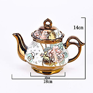 DaGiBayCn 20 Piece European Ceramic Tea Set Coffee set Porcelain Tea SetWith Metal Holder,flower tea set Red Rose Painting,160ML/Cup,460ML/Pot (Large version).