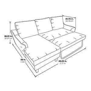 OSP Home Furnishings Lester Chaise Sleeper Sofas, Blue