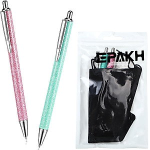 2 Pieces Weeding Pen Vinyl Pen Pin Weeding Tool Fine Point Weeding Tool Glitter Metal Vinyl Air Release or Car Puncturing Installation Retractable Craft Vinyl Tool for DIY (Green, Pink)