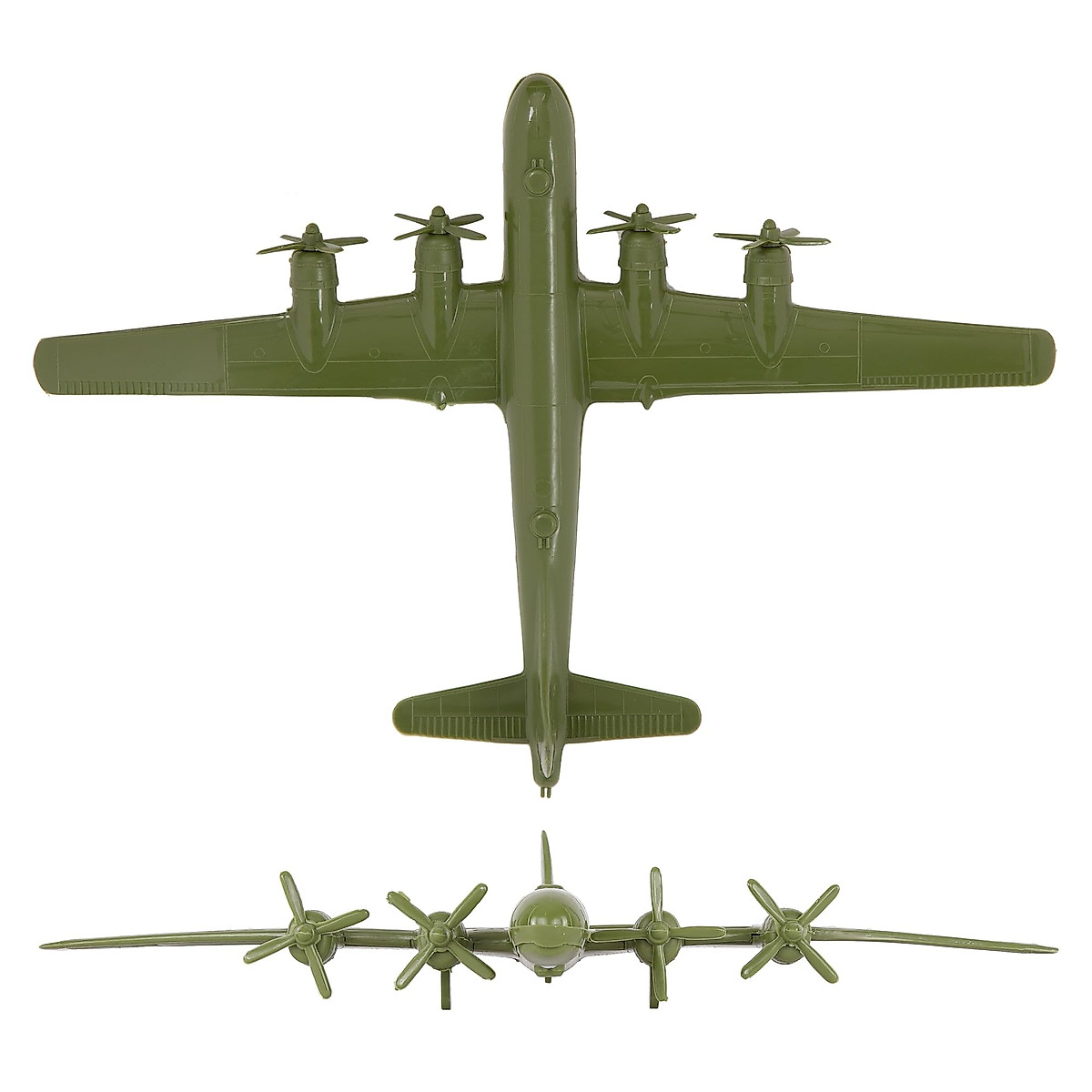 TimMee WW2 B-29 Superfortress Bomber Plane - OD Green Plastic Army Men Aircraft