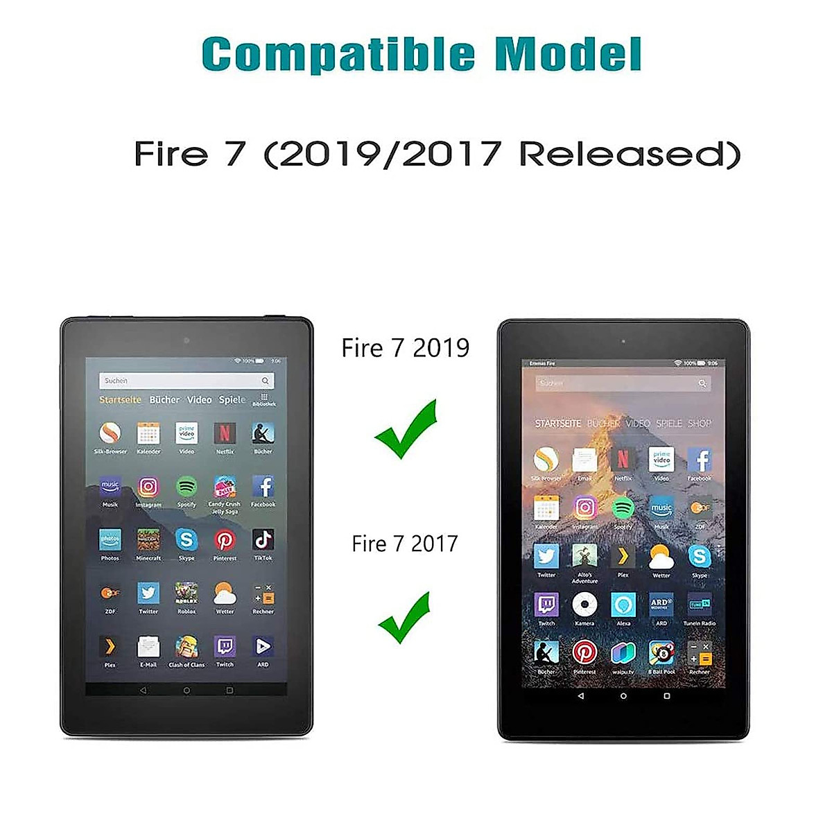 [2-Pack] Macoku All-New Fire 7 Screen Protector (2019/2017 Release -9th /7th Generation) Bubble-Free High Sensitivity Anti Fingerprint Scratch Tempered Glass/HD / 9H Hardness (2 Pack)