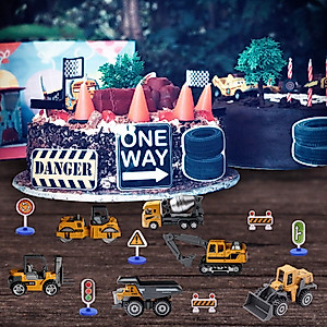 Childom Alloy Construction Engineering Vehicle Toys Set 12 Pack Stacker,Big Forklift,Heavy Duty Roller,Excavator,Heavy Transport Vehicle,Engineering Mixer Set for Kids Boys