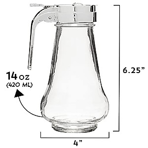 1 Syrup Dispenser 14oz (420mL)|Glass Bottle No-Drip Pourers for Maple Syrup, Honey|Pancake Syrup Dispenser by Back of House