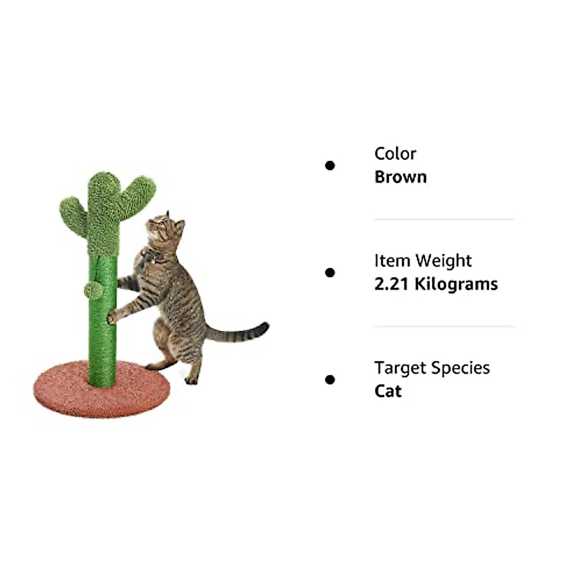 Catinsider 25.6" Cactus Cat Scratching Post with Dangling Ball for Cats Brown