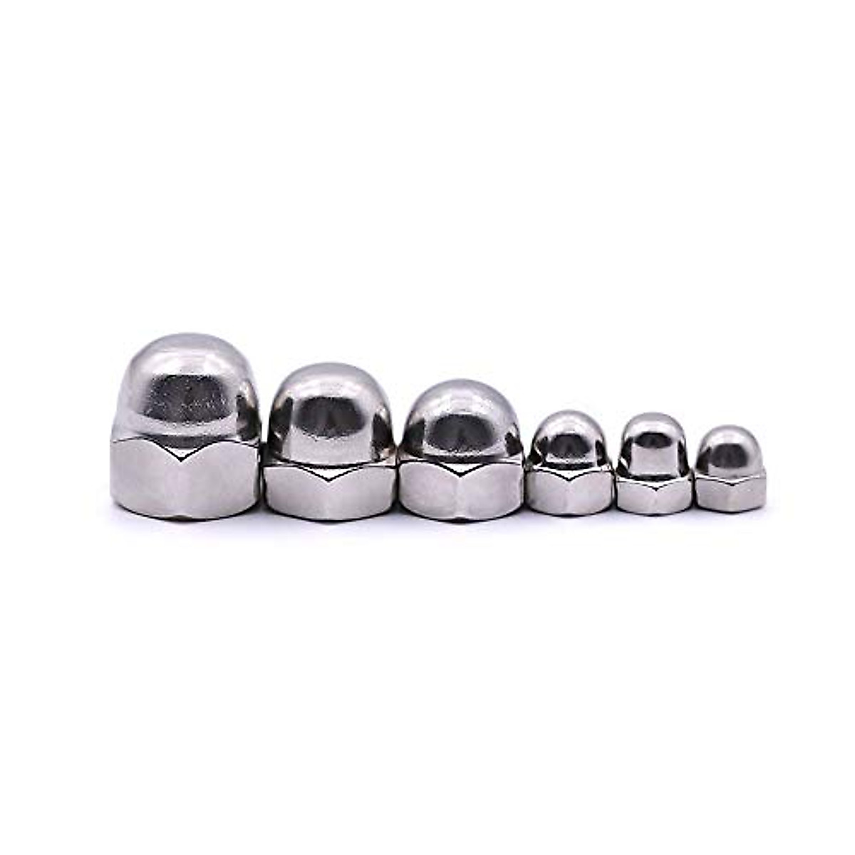 M6-1.0 Acorn Cap Hex Locknuts 30 PCS 304 Stainless Steel 18-8, Bright Finish